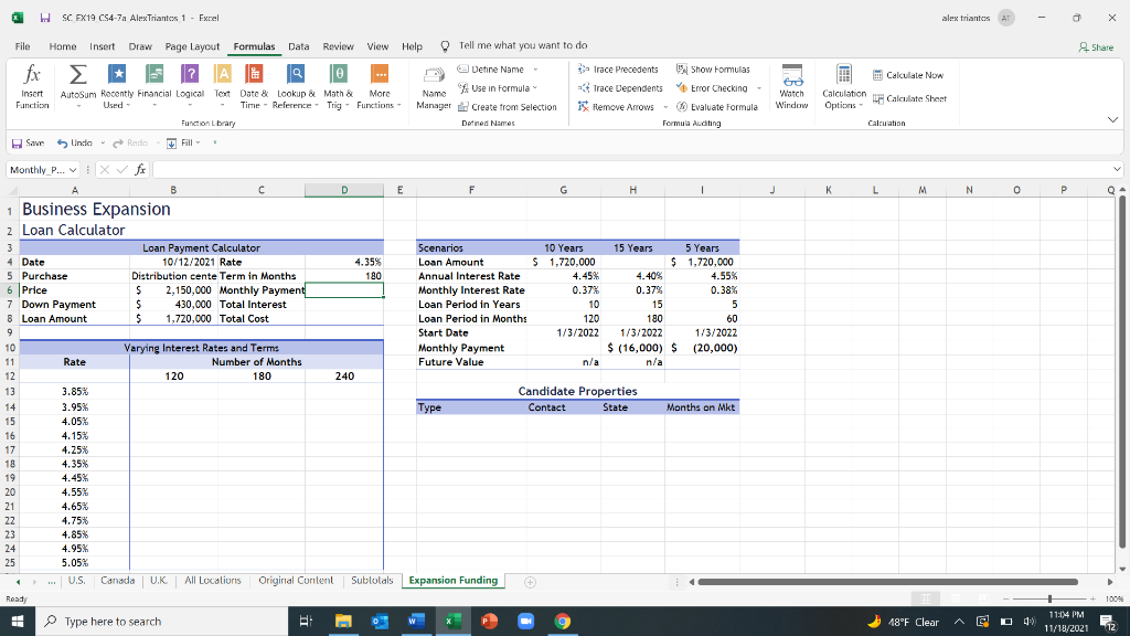 HSC EX19 CS4-7a Alex Triantos 1 - Excel alextriantex | Chegg.com