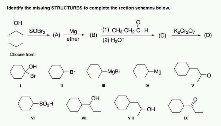 Solved Identify the missing STRUCTURES to complete the | Chegg.com