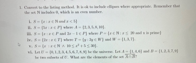 Solved 1. Convert to the listing method. It is ok to include | Chegg.com