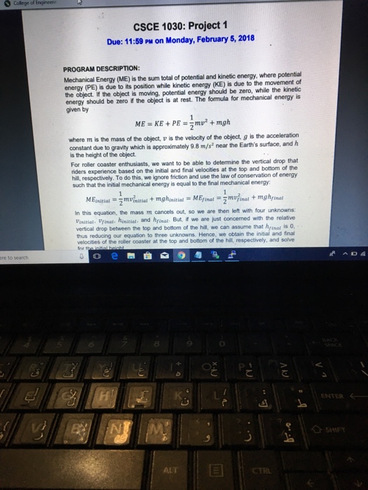 Solved CSCE 1030: Project 1 Due: 11:59 pu on Monday, | Chegg.com