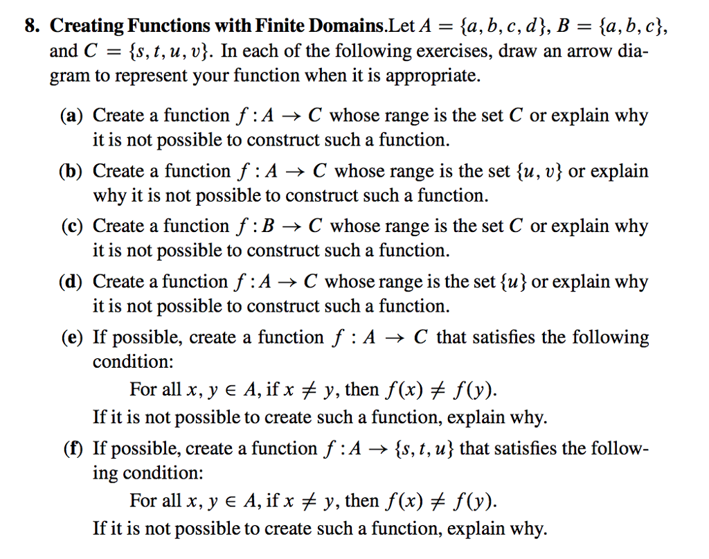 Solved 8 Creating Functions With Finite Domains Leta 