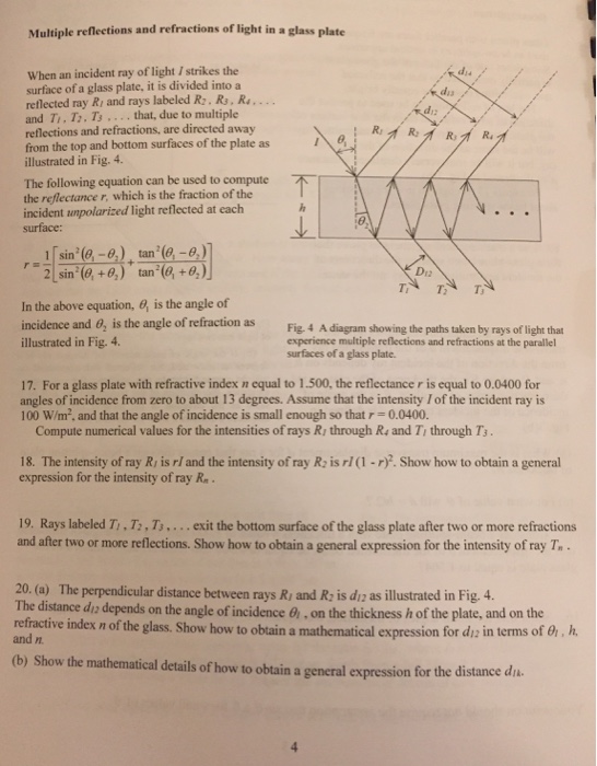Solved Multiple reflections and refractions of light in a | Chegg.com