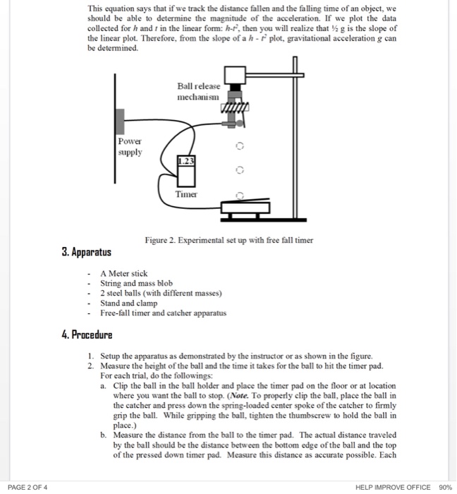 Solved Lab 2 Gravitational Acceleration And Free Fall 1
