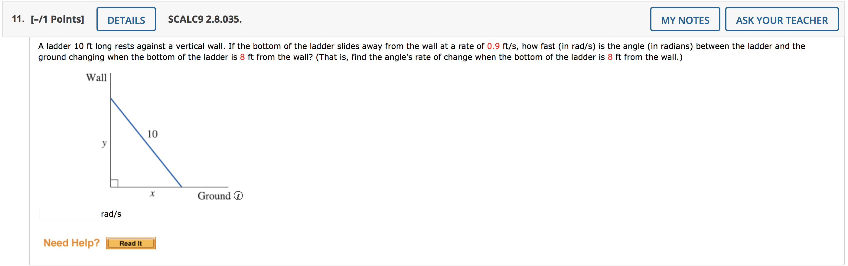 Solved 11 [ 1 Points] Details Scalc9 2 8 035 My Notes Ask