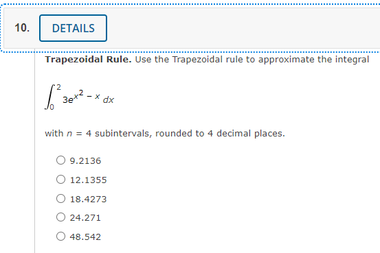 Solved Trapezoidal Rule. Use the Trapezoidal rule to | Chegg.com