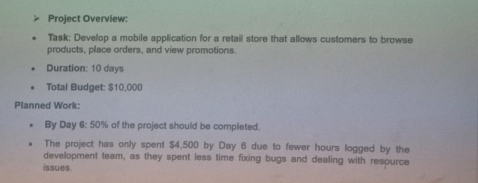 Solved Project Overview:Task: Develop a mobile application | Chegg.com