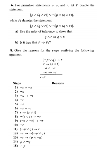 Solved 6. For primitive statements p. g, and r, let P denote | Chegg.com