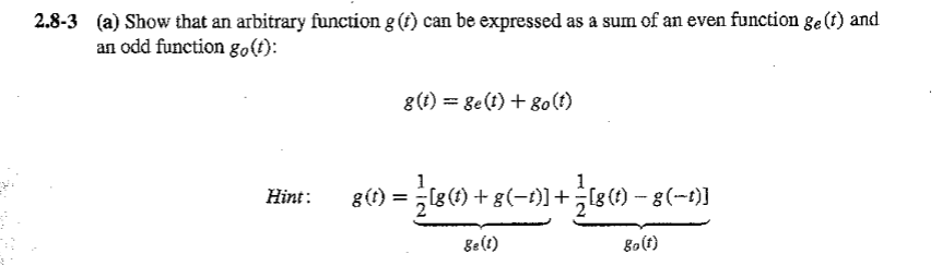 3-3 (a) Show that an arbitrary function g(t) can be | Chegg.com