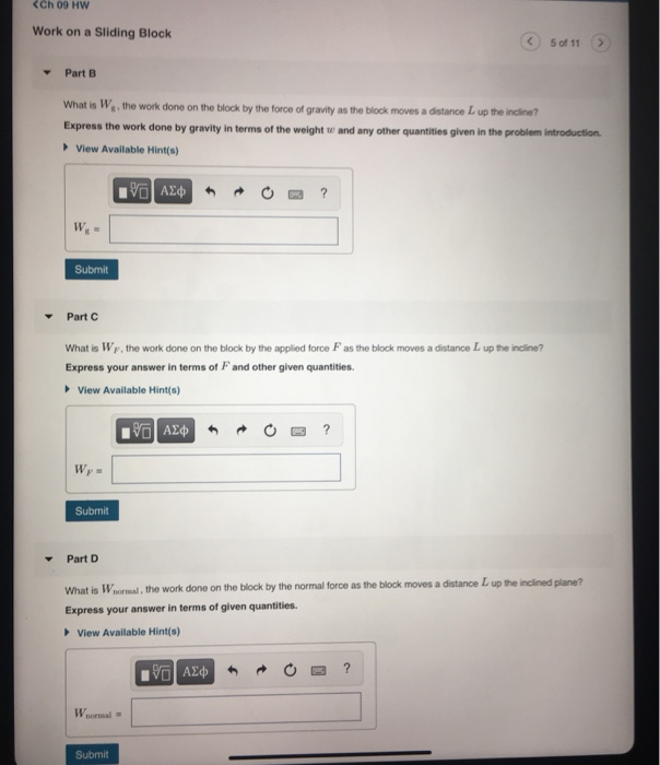 Solved Work on a Sliding Block 5 of 11> l Review A block of | Chegg.com