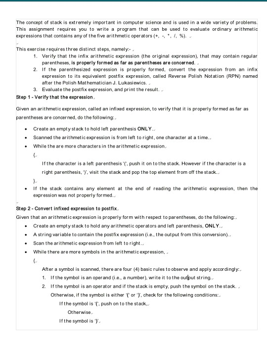 Solved The concept of stack is extremely important in | Chegg.com