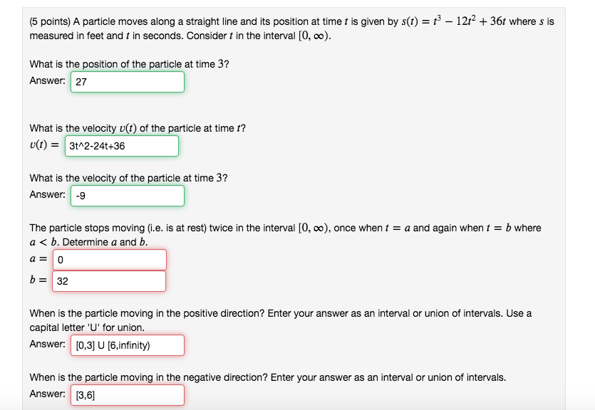 Solved (5 points) A particle moves along a straight line and | Chegg.com