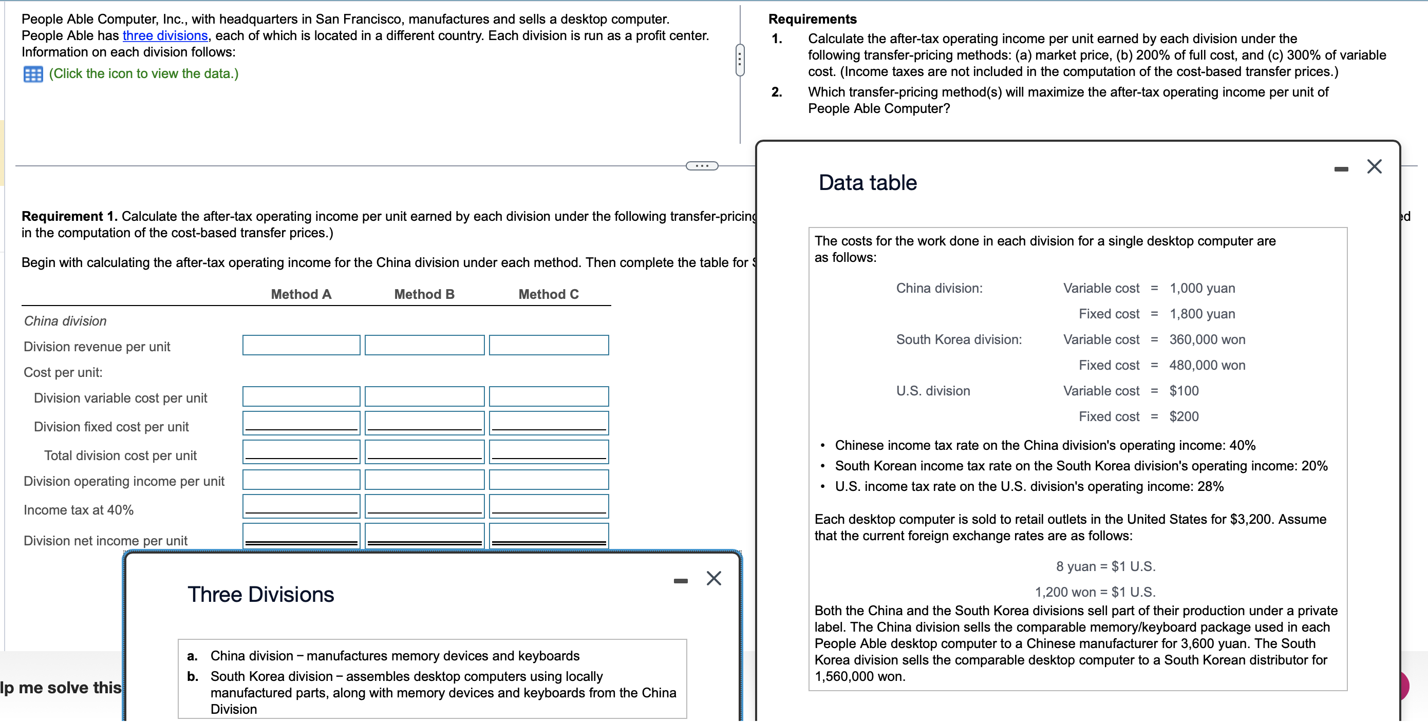 Solved People Able Computer, Inc., with headquarters in San | Chegg.com