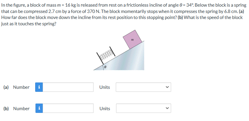 Solved In the figure, a block of mass m=16 kg is released | Chegg.com