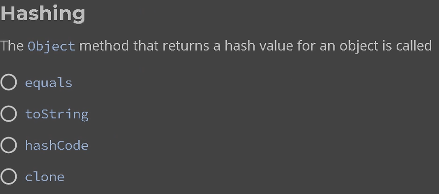 Solved Hashing The Object method that returns a hash value | Chegg.com