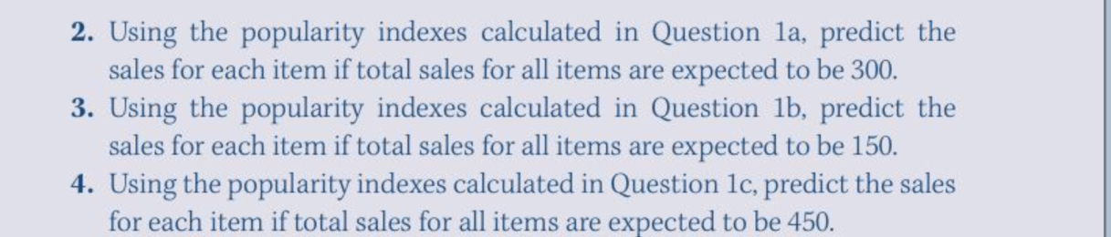 Solved 1. Compute the popularity index for the following | Chegg.com