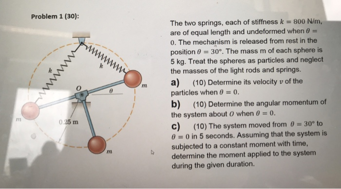 Solved Problem 1 (30): The two springs, each of stiffness k | Chegg.com