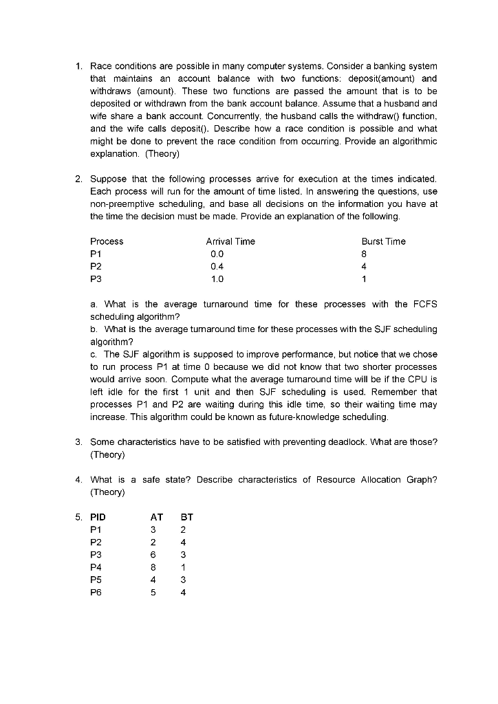 Solved 1. Race conditions are possible in many computer | Chegg.com