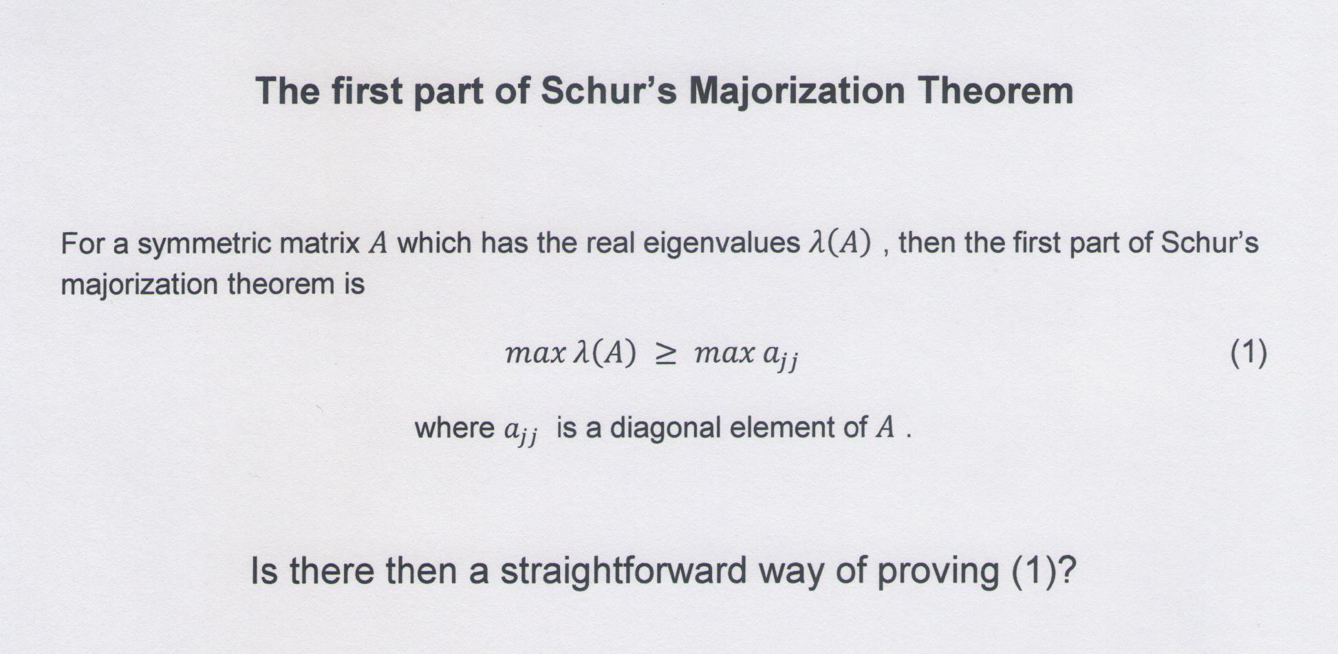 Solved The first part of Schur's Majorization Theorem For a | Chegg.com