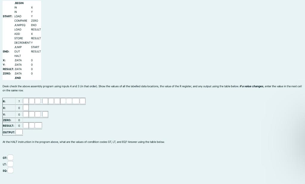 Solved At the HALT instruction in the program above, what | Chegg.com