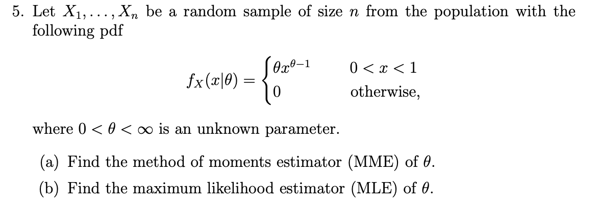 Solved by an EXPERT Let x1,dots,xn be ﻿a random sample of ﻿size n ﻿from | Chegg.com