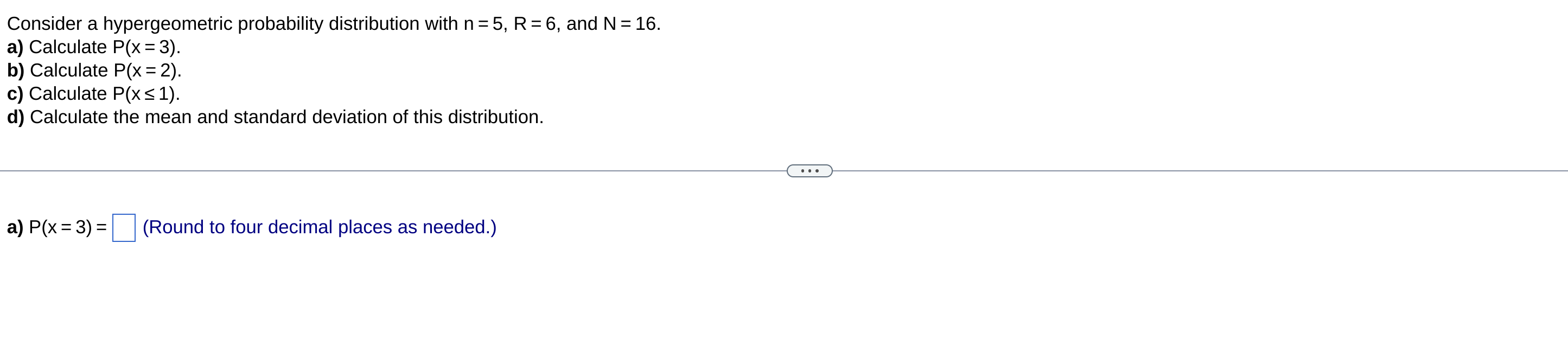 Solved Consider a hypergeometric probability distribution | Chegg.com