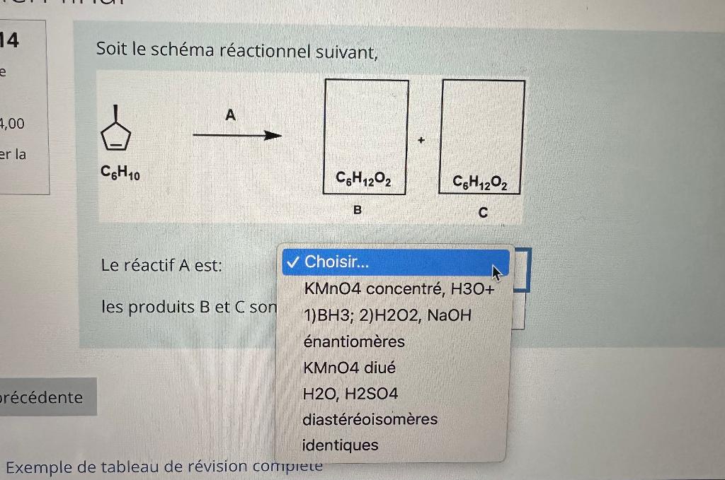 Solved Soit le schéma réactionnel suivant, Le réactif A est: | Chegg.com