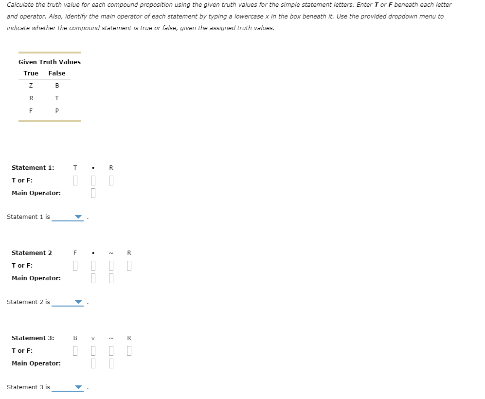 Solved Calculate the truth value for each compound | Chegg.com