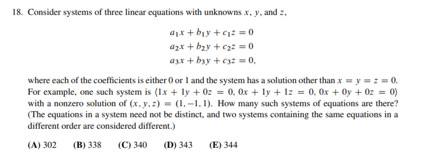 18. Consider systems of three linear equations with | Chegg.com