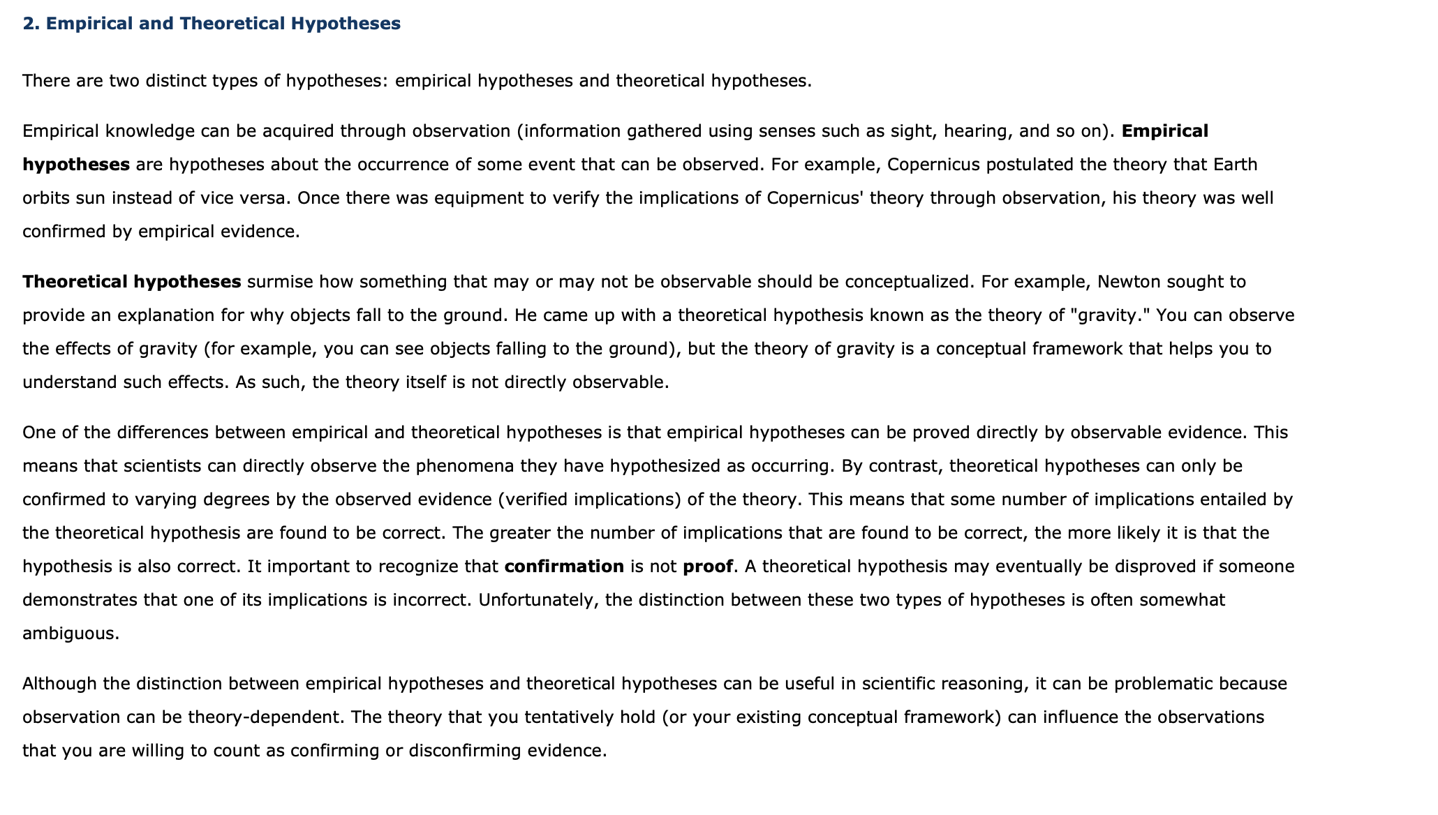 Solved There are two distinct types of hypotheses: empirical | Chegg.com
