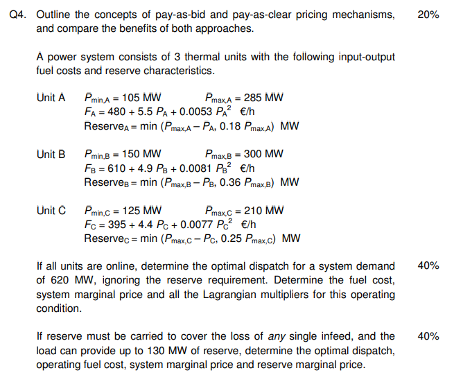 Solved Q4. ﻿Outline the concepts of ﻿pay-as-bid and | Chegg.com
