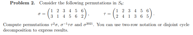 Solved 0= TE Problem 2. Consider the following permutations | Chegg.com