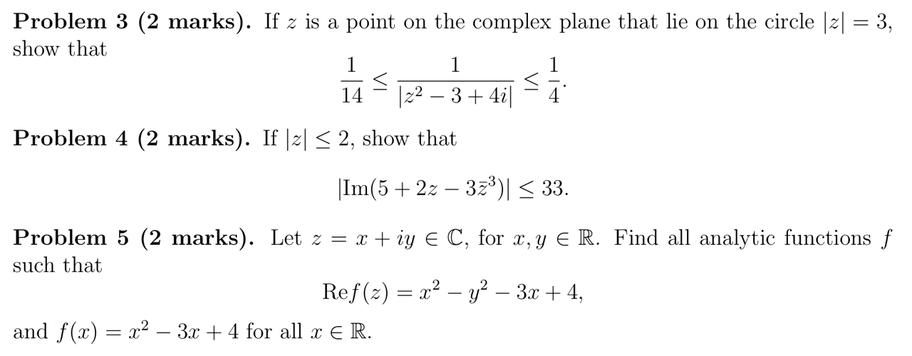 Solved Problem 3 (2 marks). If z is a point on the complex | Chegg.com Solved Problem 3 (2 marks). If z is a point on the complex | Chegg.com