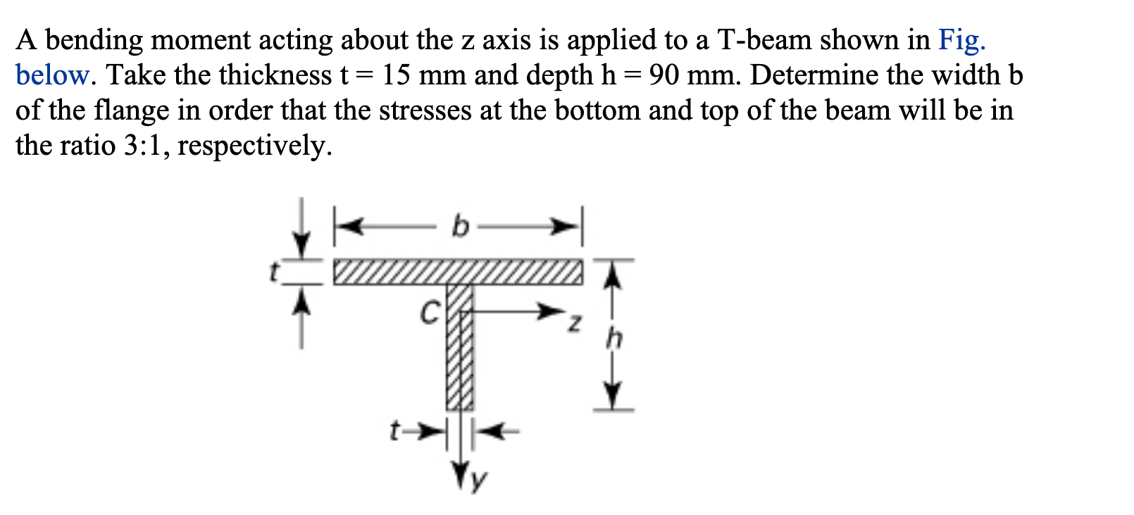 Solved A bending moment acting about the z axis is applied | Chegg.com