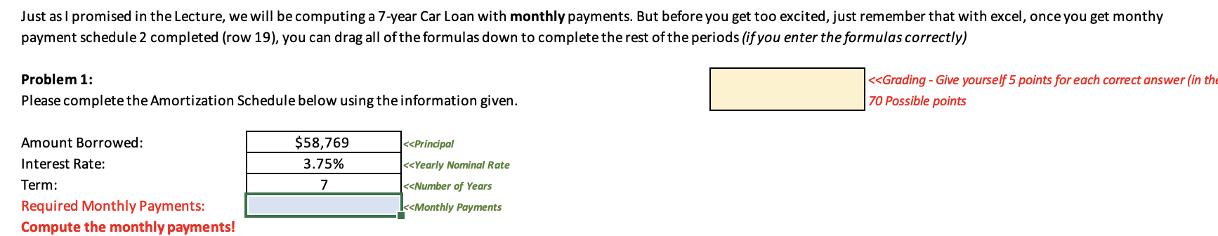 = =teps for creating an Amortization Schedule. | Chegg.com