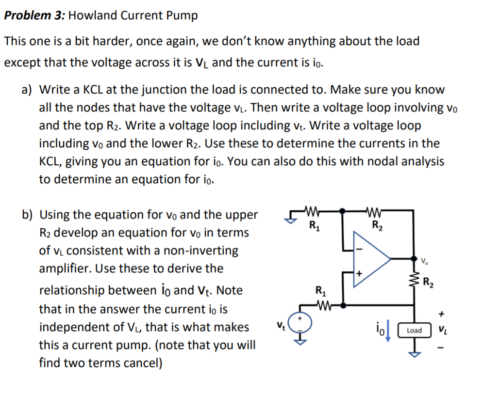Solved Problem 3: Howland Current Pump This one is a bit | Chegg.com