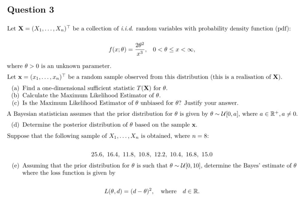 Solved Let X=(X1,…,Xn)⊤ be a collection of i.i.d. random | Chegg.com