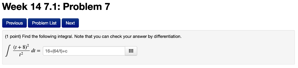Solved Week 14 7.1: Problem 7 Previous Problem ListNext (1 | Chegg.com