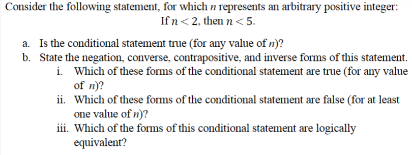 Solved Consider the following statement, for which n | Chegg.com
