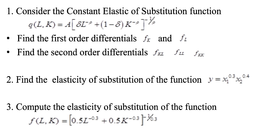 Solved 1. Consider the Constant Elastic of Substitution | Chegg.com