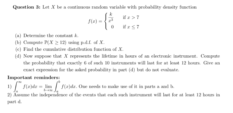 Question 3: Let X be a continuous random variable | Chegg.com Question 3: Let X be a continuous random variable | Chegg.com