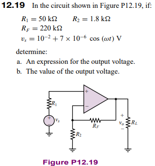 Solved 12.19 In the circuit shown in Figure P12.19, if: | Chegg.com