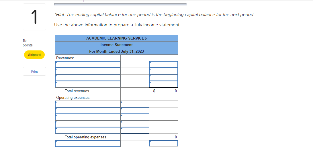 Solved On July 1, 2023, Academic Learning Services entered | Chegg.com
