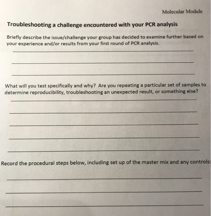 Molecular Module Troubleshooting a challenge | Chegg.com