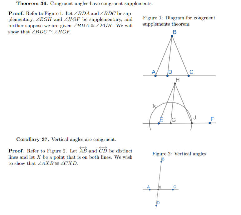 Solved Theorem 36. Congruent angles have congruent | Chegg.com