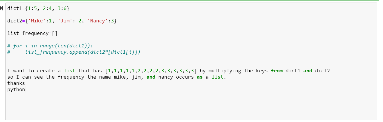 Solved dict1={1:5, 2:4, 3:6} dict2={'Mike':1, 'Jim': 2, | Chegg.com