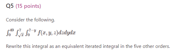 Solved Q5 (15 ﻿points)Consider the | Chegg.com