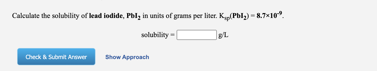 Solved Calculate the solubility of lead iodide, Pbl, in | Chegg.com