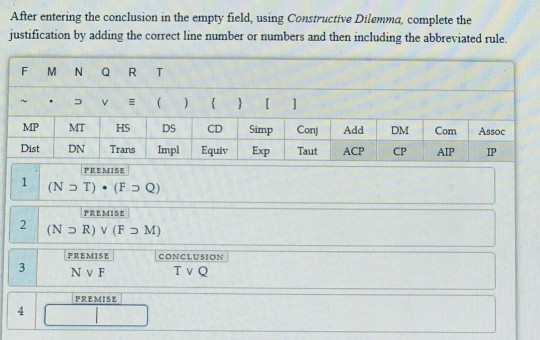 Solved After entering the conclusion in the empty field, | Chegg.com