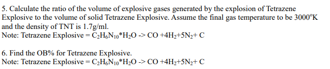 Solved 4. Balance the explosive combustion of Tetryl- note: | Chegg.com
