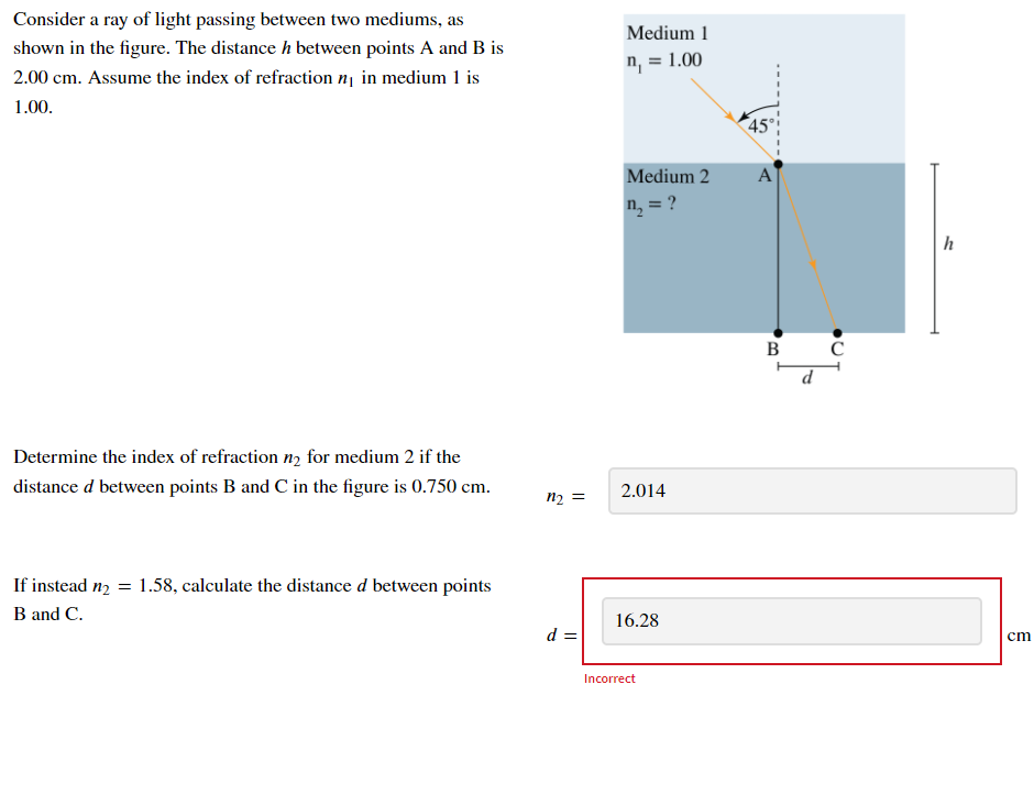 Solved Medium 1 Consider a ray of light passing between two | Chegg.com